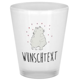 Mr. & Mrs. Panda Personalisiertes Schnapsglas Eisb&auml;r Umarmen - Personalisierte Geschenke, Zum Umh&auml;ngen mit Namen, Name, Schnapsgl&auml;ser Personalisiert, Personalisieren, 