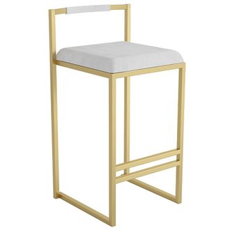 Generic Samt-Barhocker 26/30 Zoll - K&uuml;chenthekenst&uuml;hle mit goldfarbenen Metallbeinen und Fu&szlig;st&uuml;tze, gepolsterte Barhocker f&uuml;r ESS- und Caf&eacute;bereiche