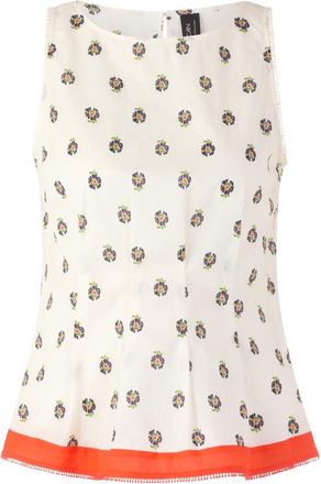Marc Cain Baumwoll-Top mit Hibiskusprint - - Tops - Damen - Mehrfarbig - S