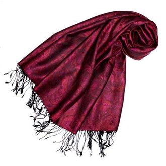 Lorenzo Cana Foulard de 100% modal pour la femme - écharpe paisley et fleuri - 70 cm x 180 cm - attrayant et noble pour le printemps et l´été - en rouge rose viole