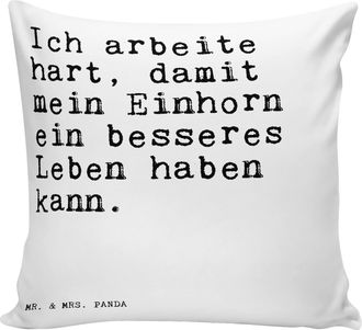 Mr. & Mrs. Panda Kissen Ich arbeite hart, damit... - Geschenk, lustig, Kissen 40x40, Kissen 40x40 Waschbar, Weisheiten, Spruch Sprüche Weisheiten