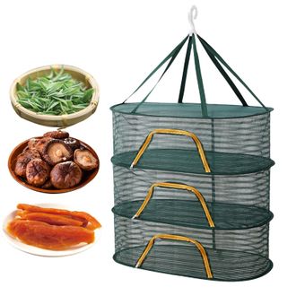 Generico Kr&auml;utertrockner mit Rei&szlig;verschluss, zusammenklappbares Netz, 3-lagig, zum Trocknen von Pflanzen, zum Trocknen von Sprossen, Kr&auml;utern, Blumen, Obst, Ge