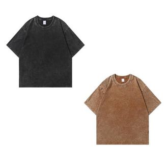 Generic Lot de 3 t-shirts surdimensionn&eacute;s d&eacute;contract&eacute;s d&eacute;lav&eacute;s vintage pour femme, 2 pi&egrave;ces C., XXL