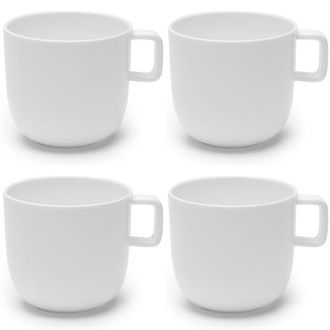 Serax Tasses à café | Vaisselle de base par Piet Boon | 4 tasses en porcelaine blanche émaillée | Réutilisables pour les boissons chaudes | Ensemble de tass