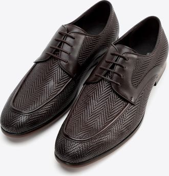 Wittchen Herren-Derbyschuhe aus echtem Leder mit Flechtmuster, dunkelbraun