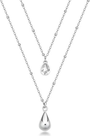 Brosway Perfect Halskette für Damen aus 316L Edelstahl mit Tropfen-Anhänger und Zirkonia Länge: 43cm, BPC36