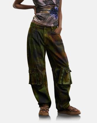 Desigual Cargo-Hose 100 % Baumwolle m. c. lacroix in Gr&uuml;n