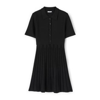 Motivi Femme, Robes, Noir, Taille: 38 FR Robe chemise en maille fine avec jupe pliss&eacute;e