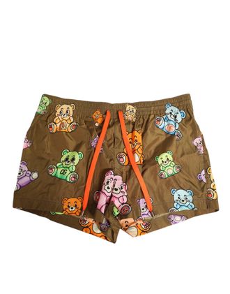 Dolce & Gabbana Brown Multicolor Teddy Bear Men Shorts Swimwear Polyester
