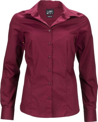 James & Nicholson Damen Ladies Business Shirt Longsleeve Bluse, Rot (Wine), 40 (Herstellergr&ouml;&szlig;e: XL)