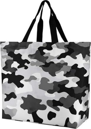 Generic Camouflage Noir, Gris Et Blanc Sac Fourre Tout Imperm&eacute;able Sacs De Courses Pliable Sac Fourre-Tout Pour Gym Travail Shopping
