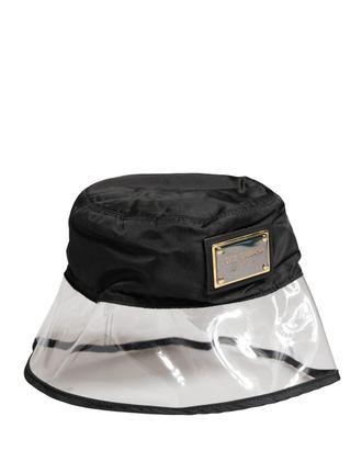 Dolce & Gabbana Men Black Plastic Fisherman Bucket Capello Hat Polyester
