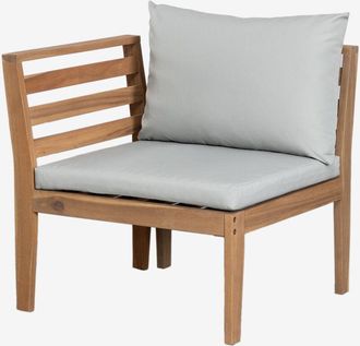 Sklum Linkes Eckmodul f&uuml;r modulares Gartensofa aus Filips-Akazienholz Helles Grau