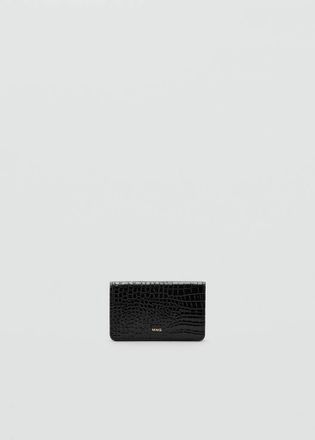 Mango Petit portefeuille effet croco brillant noir - Femme - Taille unique - MANGO