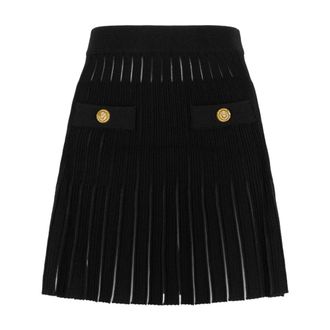 Balmain Plissierter Strick-Minirock - - Skirts - Damen - Schwarzk - 2XS