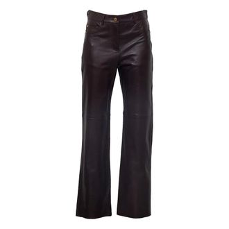Max Mara Femme, Pantalons, Brun, Taille: 38 FR Pantalon en cuir nappa &agrave; cinq poches