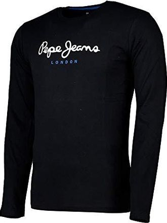 Pepe Jeans London Eggo T-shirt pour Homme Slim Fit Manches Longues Noir