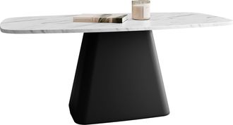 Mirjan24 Couchtisch Nelupo, Rechteckige Form, Basis aus Stahl, Kaffeetisch, Wohnzimmertische, Beistelltisch, Sofatisch, Teetisch (Bianco Marmor, Schwarz)