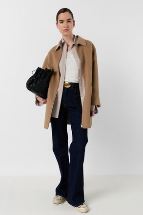 Gerard Darel Manteau r&eacute;versible en laine fine &agrave; col - PRISCA - Paille