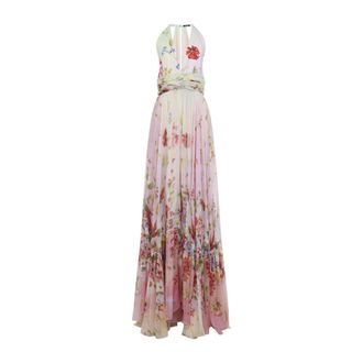 Roberto Cavalli Femme, Robes, Multicolore, Taille: 38 FR Longue robe en mousseline avec imprim&eacute; de fleurs Miami