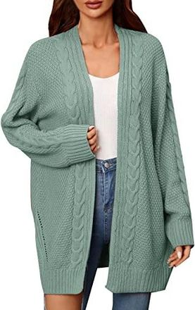 Generic 2026 Vestes pour femmes 2022 Hiver Mode Lady Veste Irr&eacute;guli&egrave;re Creux Tricot Manches Longues Rose Cardigan Femmes V&ecirc;tements, Vert, XL