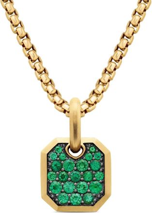 David Yurman pendentif Roman en or 18ct serti d&eacute;meraude (15 mm)