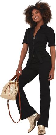 Joe Browns Damen-Jumpsuit mit Reißverschluss vorne, dunkle Waschung, nachhaltiger Stretch-Denim, gerades Bein, Schwarz, 36