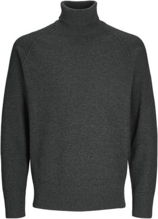 Jack & Jones Jcomason Knit Roll Neck Pull en Tricot, Gris fonc&eacute; chin&eacute;/d&eacute;tail : Cyclo 102, L Homme