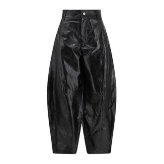 SOEUR Weite Lederhose - - Trousers - Damen - Schwarzk - S