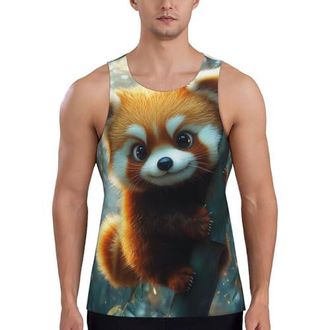 Generic D&eacute;bardeur respirant &agrave; s&eacute;chage rapide sans manches pour homme pour entra&icirc;nement &agrave; la plage S &agrave; 4XL, Panda rouge mignon 8, 4XL