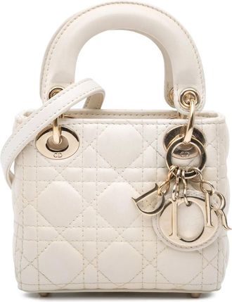 Dior Hobo Bags - Micro Lambskin Cannage Lady Dior - Gr. unisize - in Wei&szlig; - f&uuml;r Damen
