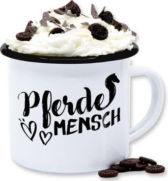 Shirtracer Emaille Tasse Blechtasse - Pferde - Tassen - Pferdemensch - 300 ml - Weiß Schwarz - sprüche pferd blechtassen reit reiter pferdebesitzer horse pferden