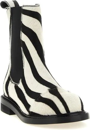 Moschino Zebra Print Pony Hair Ankle Boot - Black