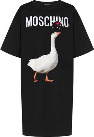 Moschino Femme, Robes, Noir, Taille: 42 FR Goose Cotton Jersey Dress