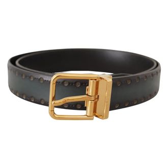Dolce & Gabbana Gr&uuml;ner Perforierter Leder Messing Metall G&uuml;rtel - - Accessories - Herren - Gr&uuml;n - ONE SIZE