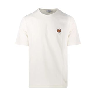 Maison Kitsun&eacute; Fox Head Regular T-Shirt - - Tops - Herren - Beige - M