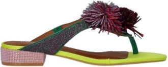 Kurt Geiger Femme, Chaussures, Multicolore, Taille: 39 EU Pom Pom T-bar Flat Sandal