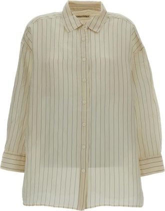 CASEY CASEY Femme, Blouses et Chemises, Beige, Taille: 38 FR Chemise en soie ray&eacute;e