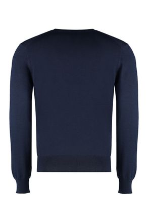 Gucci Mens Crew-Neck Wool Sweater Blue Wool; Ribbed Edges: Polyester Sweatshirts