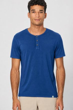 Hempage Hempage Herren vegan Henley T-Shirt Solid K&ouml;nigsblau