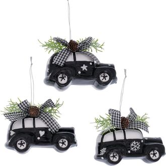 Boltze Picara Weihnachtsh&auml;nger Auto schwarz/Glitzer 8cm (1 St&uuml;ck)