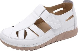 Generic Sandales plates creuses pour femme - Sandales de plage d&eacute;contract&eacute;es - Sandales dext&eacute;rieur pour femme, blanc, 39 EU &eacute;troite