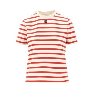 Tory Burch T-shirt ray&eacute; en coton - Femme - Tops - Rouge - Taille: 38 FR