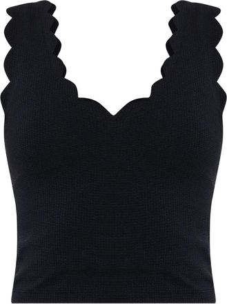 Marysia Swim haut crop &agrave; ourlet festonn&eacute; - Noir