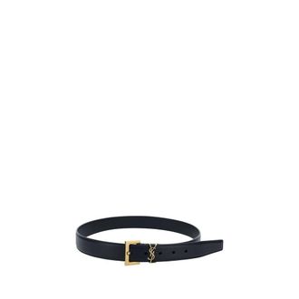 Saint Laurent Womens Black Calf Leather Bos Taurus Regular Belt