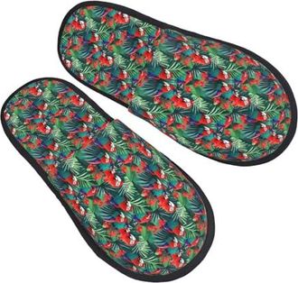 Generic Fourrure Pantoufles Perroquet &Agrave; Fleurs Tropicales L&eacute;gers Slippers Antid&eacute;rapant Hiver Chausson Pour Homme Voyage Spa L