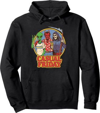 Steven Rhodes Casual Friday Alien Satan Reaper Retro Funny Adult Humor Pullover Hoodie
