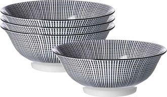 Ritzenhoff & Breker Takeo Stripes Servierschalen 6er Set, 12 cm, Schalen mit vollfl&auml;chigem Dekor, Skandinavisches Design, Mix-&-Match-Geschirr, Porzellan, Wei&szlig; und Schwar