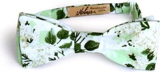 Generic Cravate normale Holmes pour homme Motif floral Vert clair, Blanc/vert clair/vert émeral, Width 2 inches