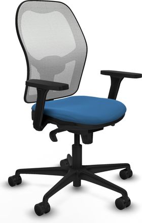 Piqueras y Crespo Schreibtischstuhl mit Jorquera Armlehnen, h&ouml;henverstellbare Lendenwirbelst&uuml;tze, mit 5 Positionen und Schaumstoff, 65 mm Nylon-Rollen, Wei&szlig;/Hellblau